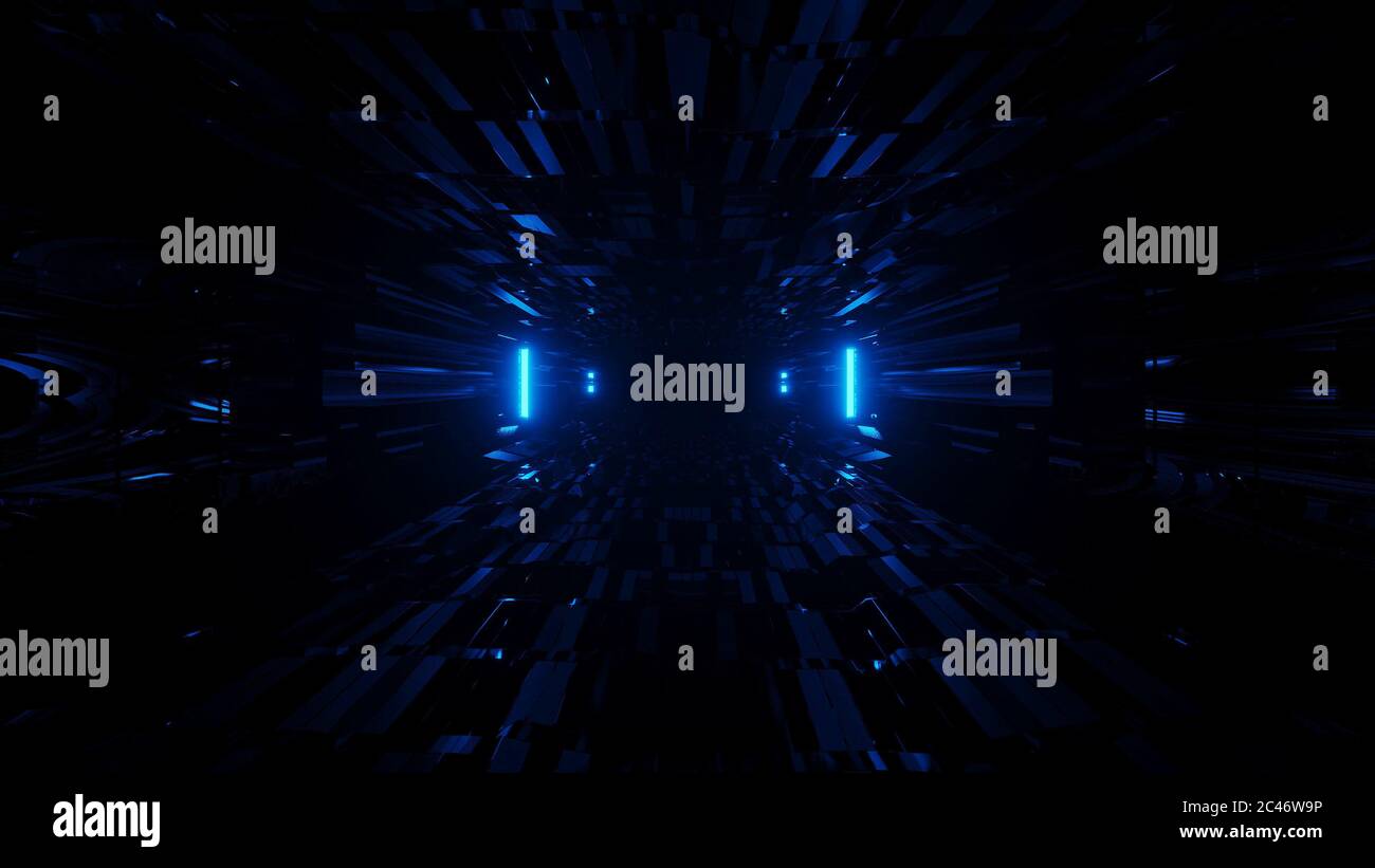 3D illustration of blue futuristic sci-fi techno lights-cool background Stock Photo - Alamy