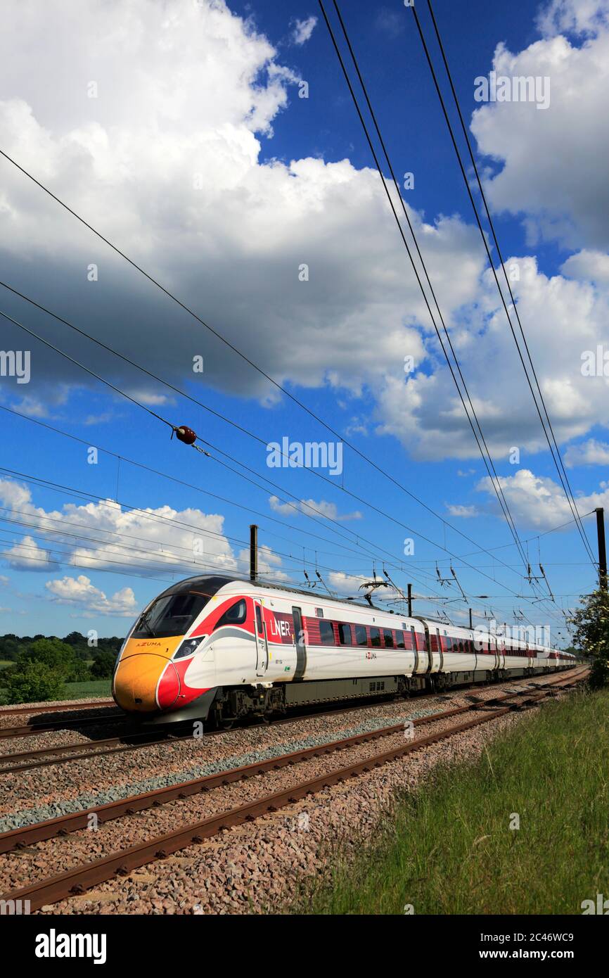 LNER Azuma train, Class 800, East Coast Main Line Railway, Newark on ...