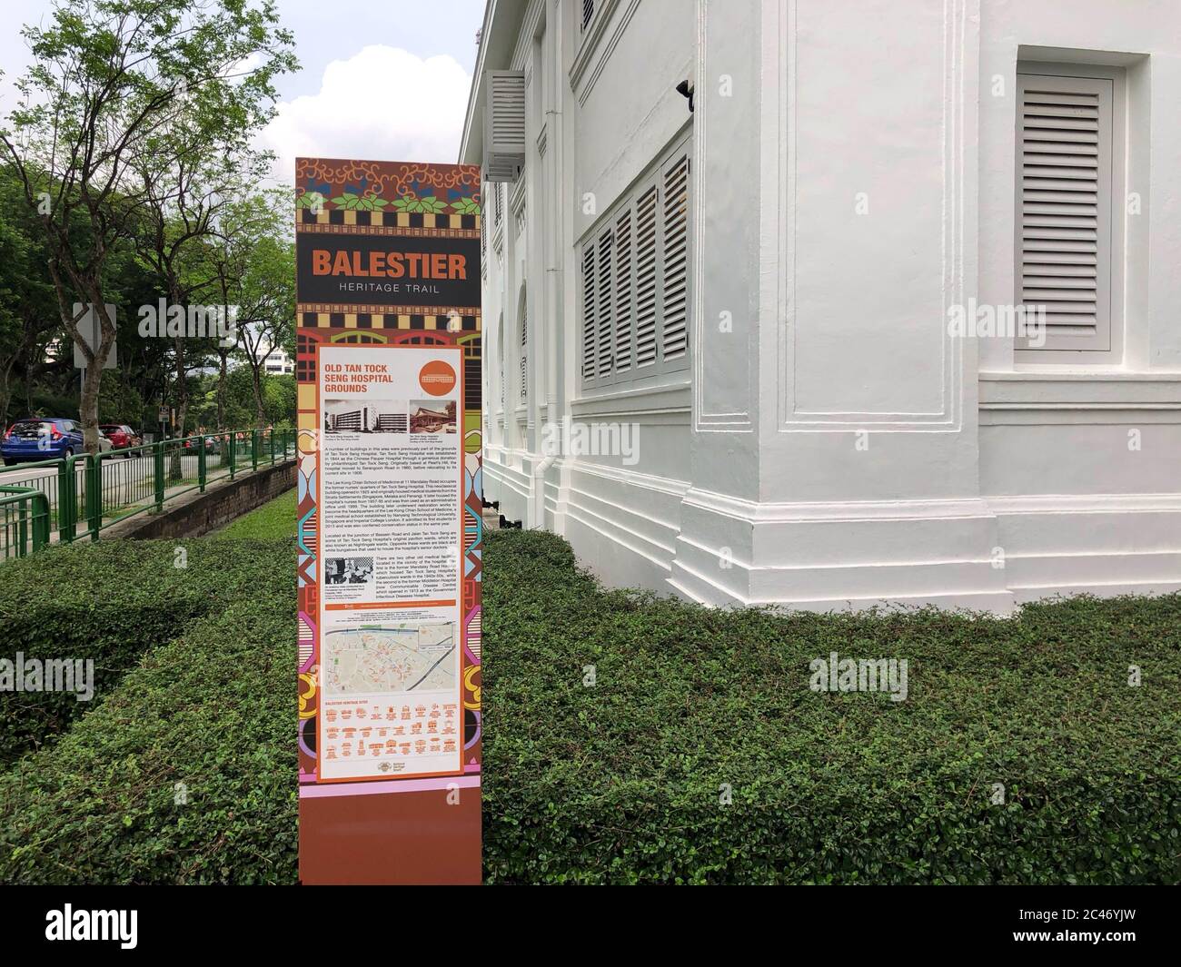 SINGAPORE, SINGAPORE - May 21, 2020: Balestier Heritage trail sign with ...