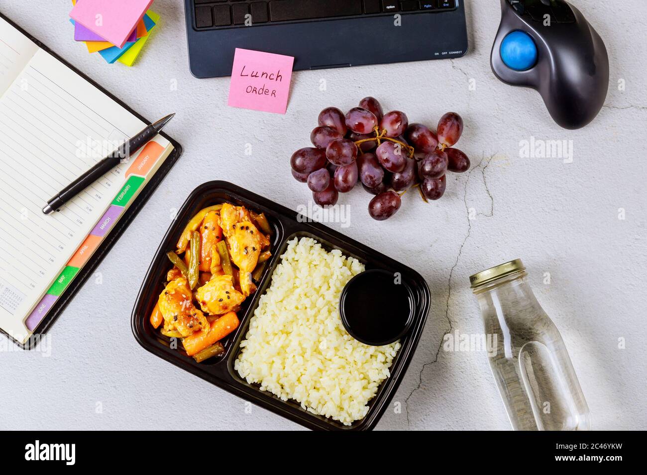 Work from home concept. Healthy lunch ordering Stock Photo - Alamy