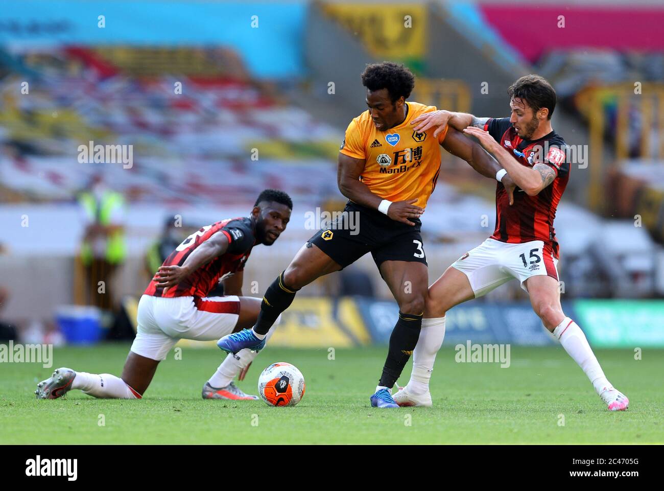 FC Bournemouth's Adam Smith (right) and Jefferson Lerma combine to ...