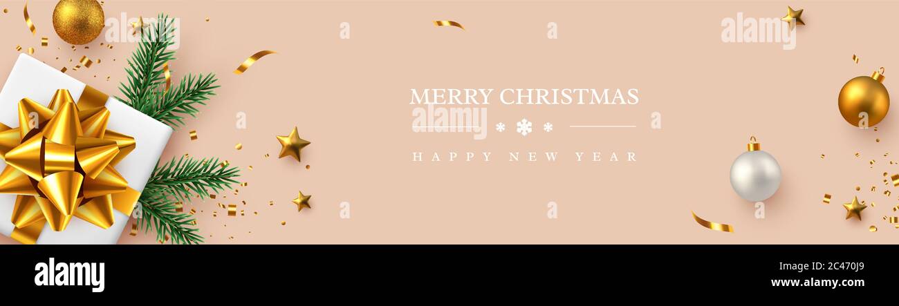 Horizontal christmas background beige Stock Vector Images - Alamy