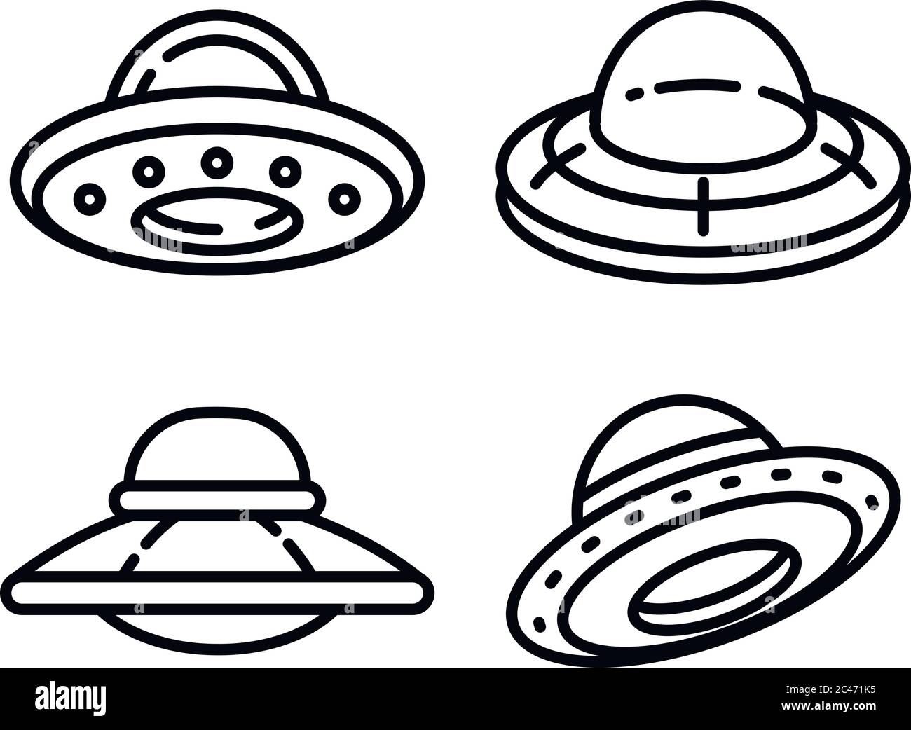 UFO icons set. Outline set of UFO vector icons for web design isolated ...