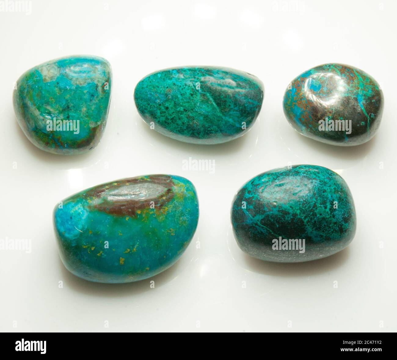 Natural chrysocolla gemstone on the white background Stock Photo - Alamy