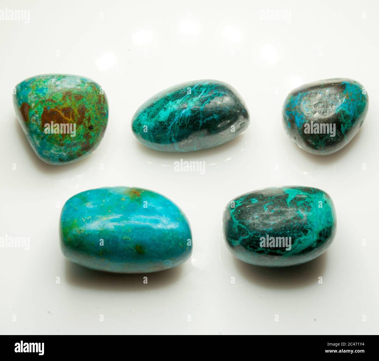 Natural chrysocolla gemstone on the white background Stock Photo - Alamy