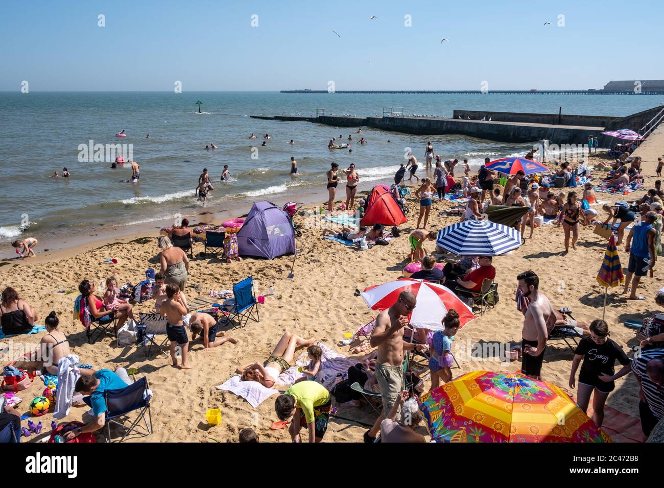 Walton On The Naze - Essex - 204062020 - People flock the beach to ...
