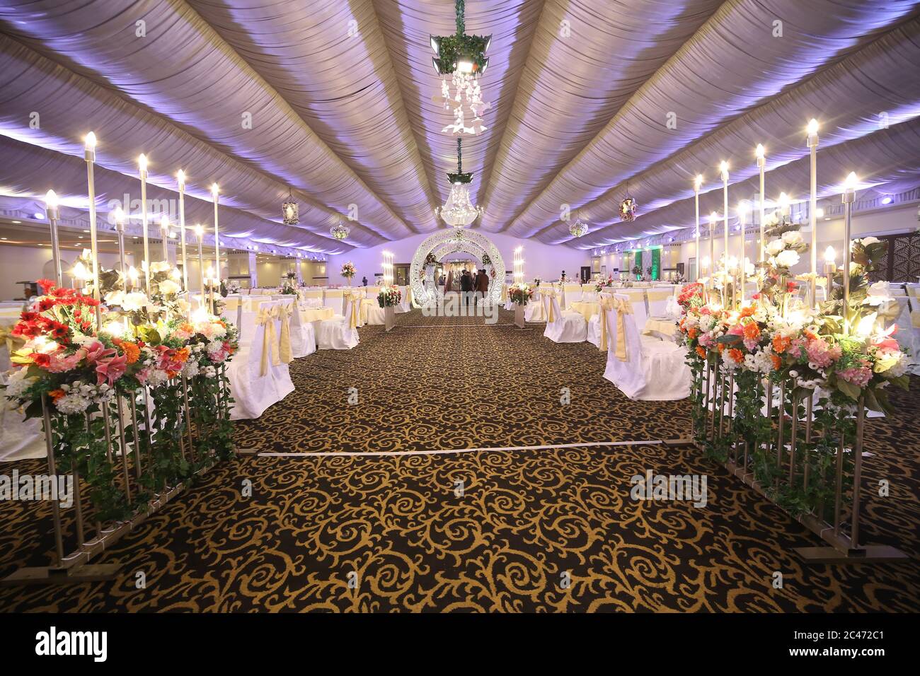 Wedding and Event decoration with flowers setup Stock Photo - Alamy