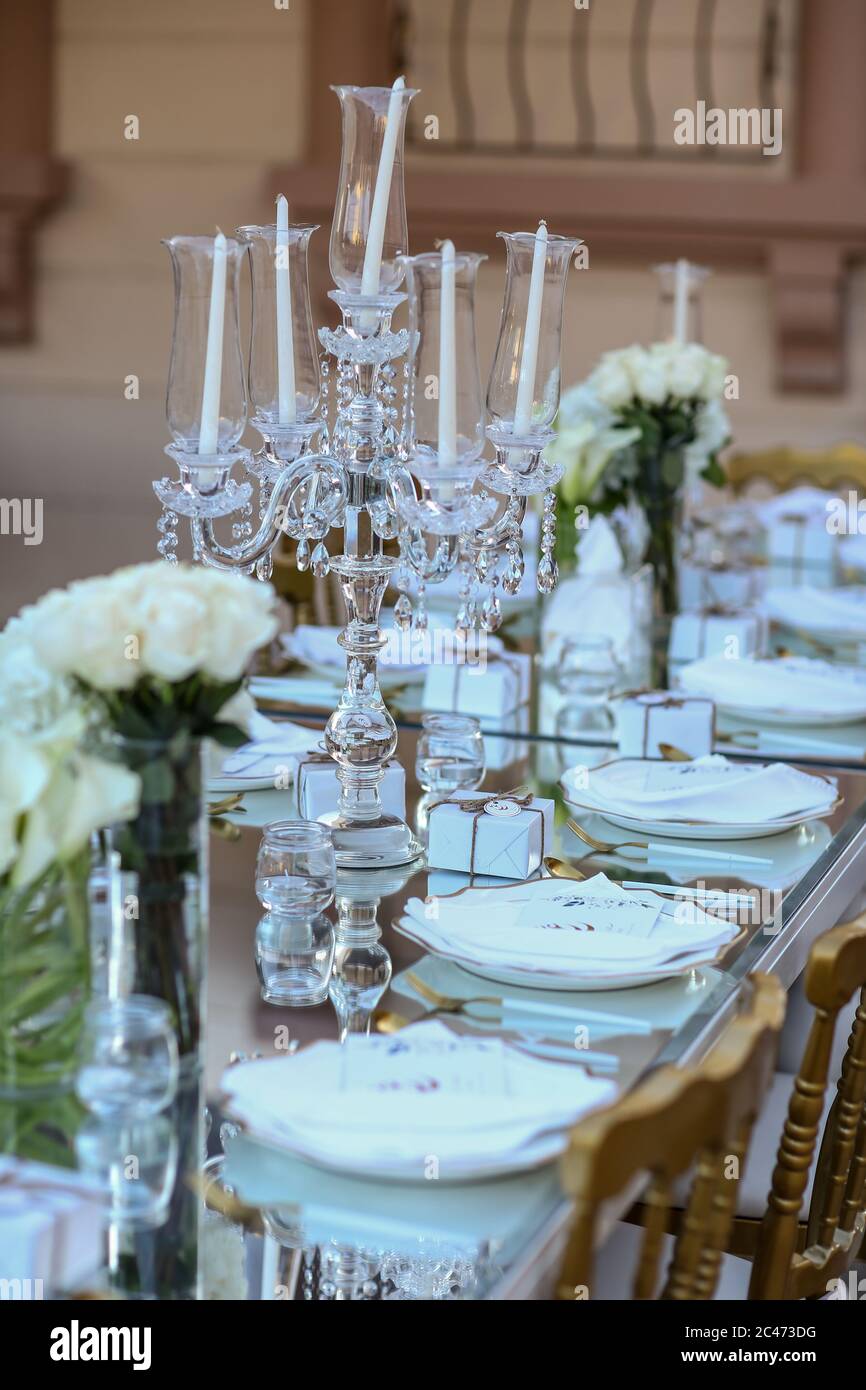 Wedding and Event decoration with flowers setup Stock Photo - Alamy