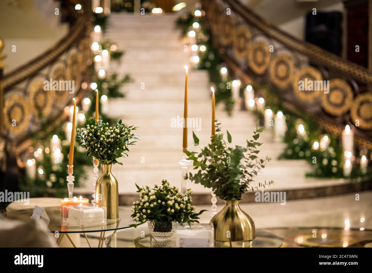 Wedding and Event decoration with flowers setup Stock Photo - Alamy