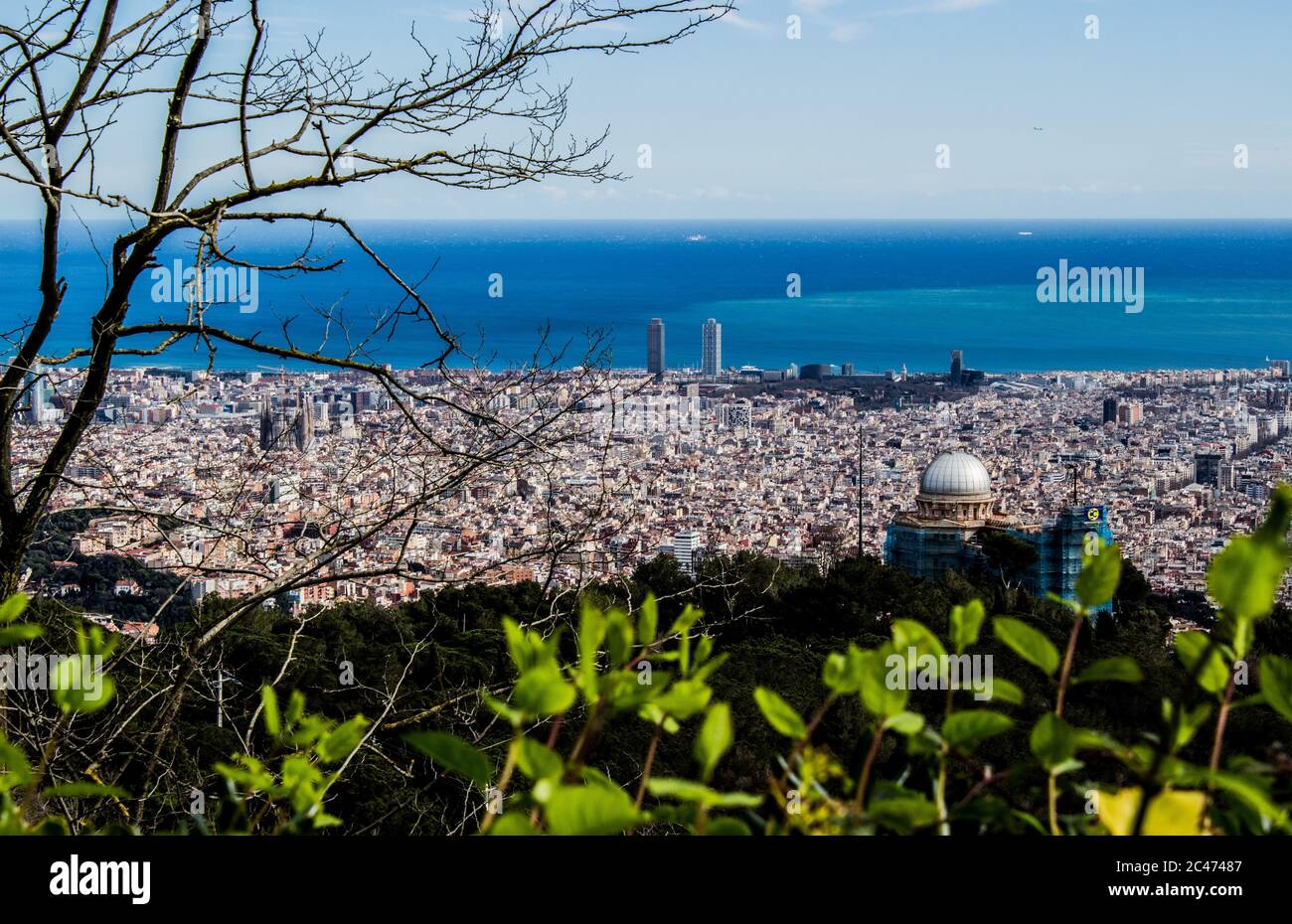 Horizontal shot of Barcelona Spain under the clear sky taken between ...