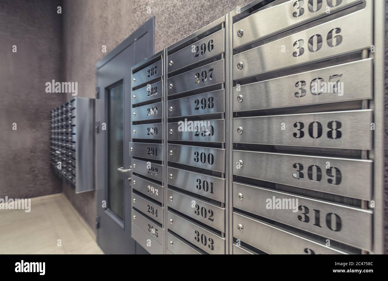 Empty hall luxury interior with mailboxes on wall closeup Stock Photo ...