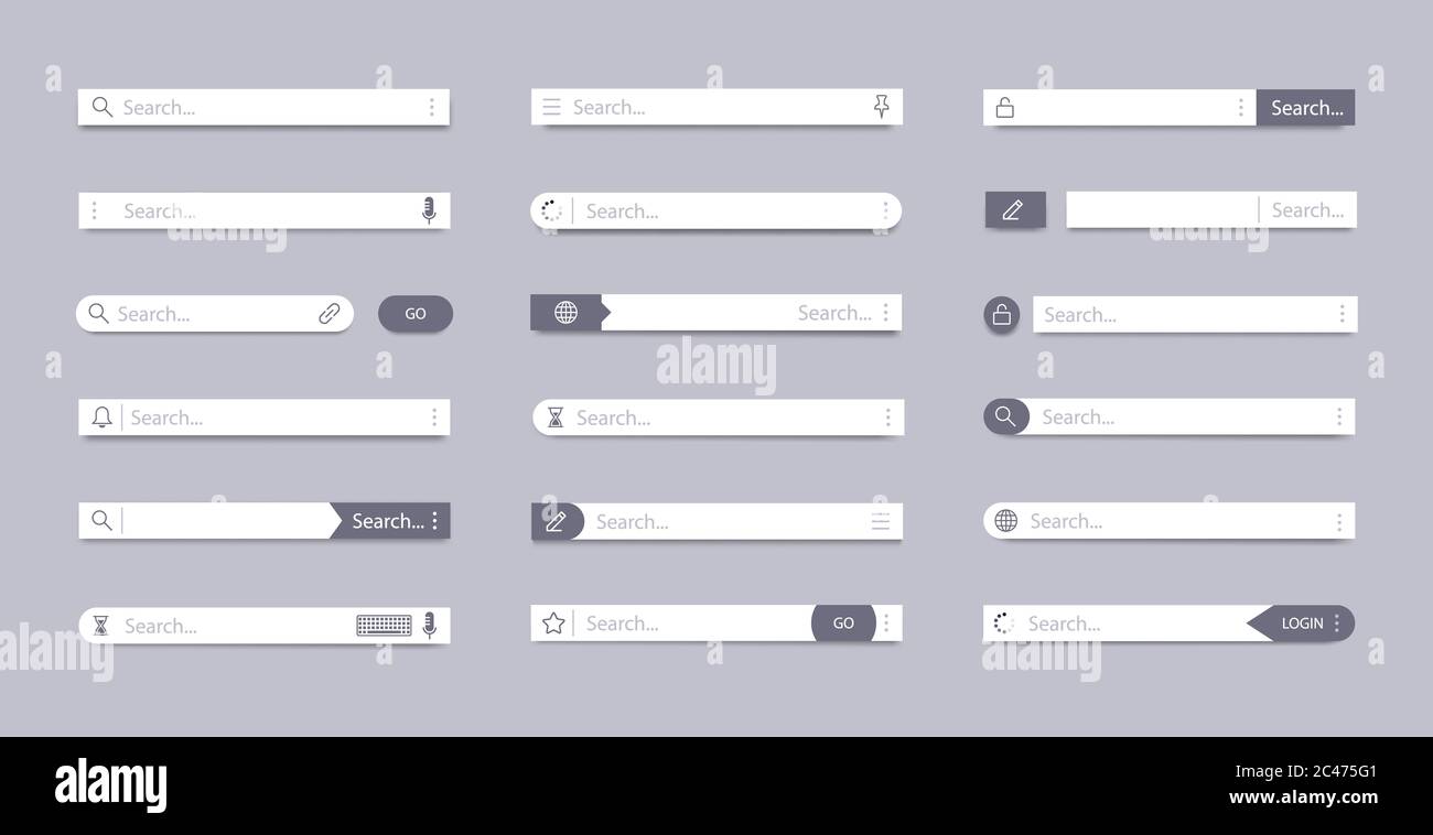 Search bar. Address search field, interface bar ui navigation, web concept with tab text boxes ...