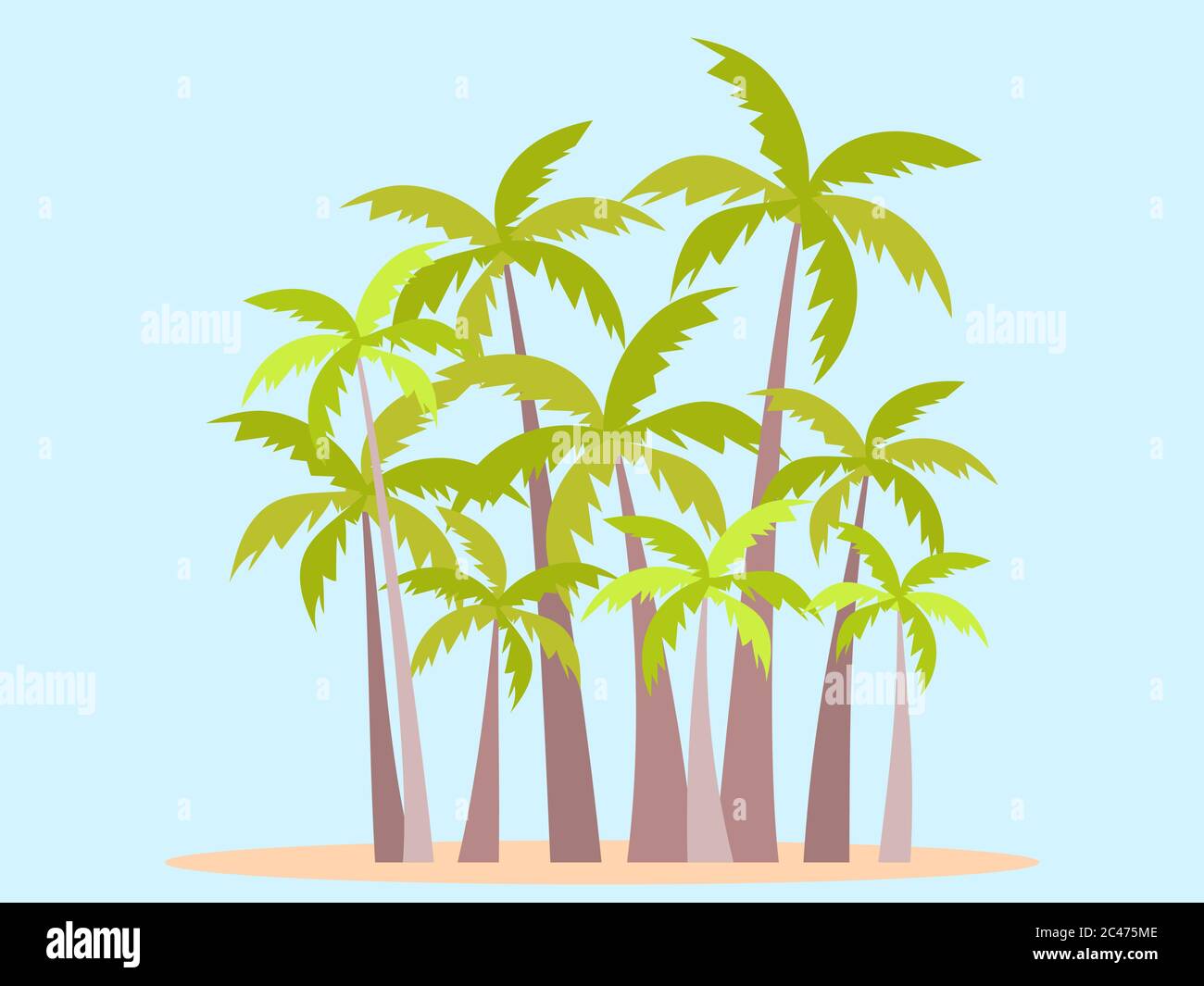 Palm grove. Tropical palm trees in flat style. Typography background ...