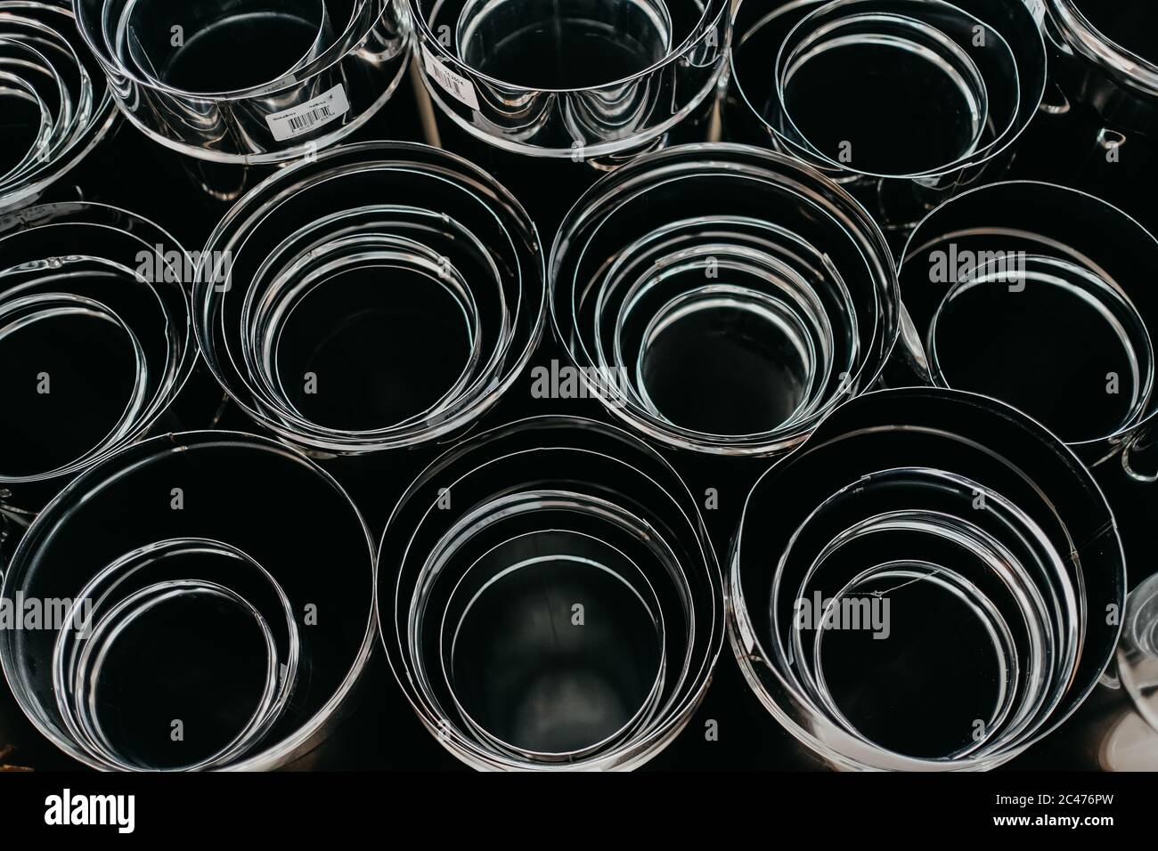 Top view of cooking pots of various shapes and sizes Stock Photo - Alamy