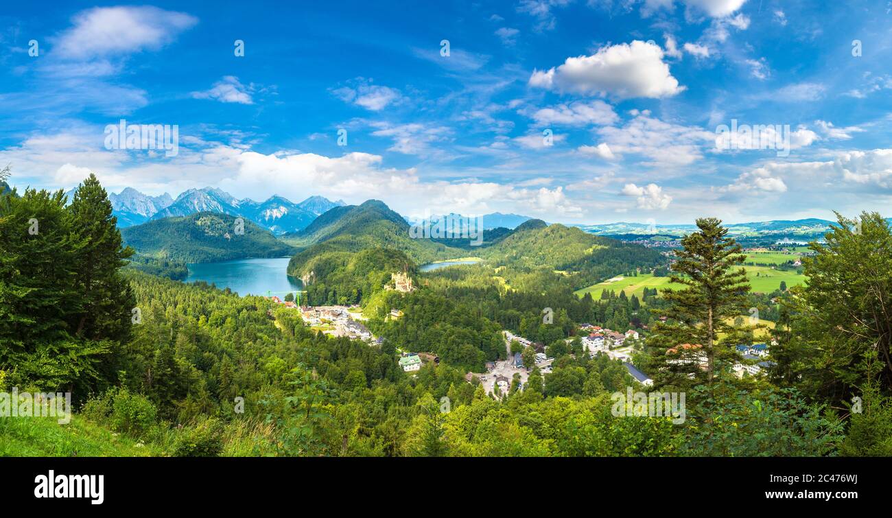 Neuschwanstein Castle in Fussen, Bavaria, Germany in a beautiful summer ...