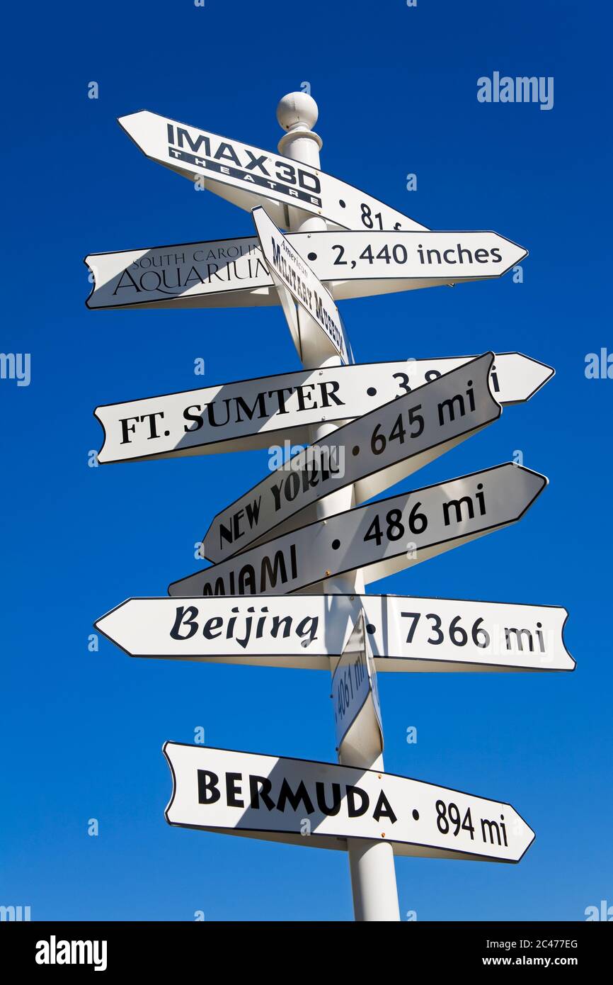 Signs at Fountain Walk, Liberty Square, Charleston, South Carolina, USA ...