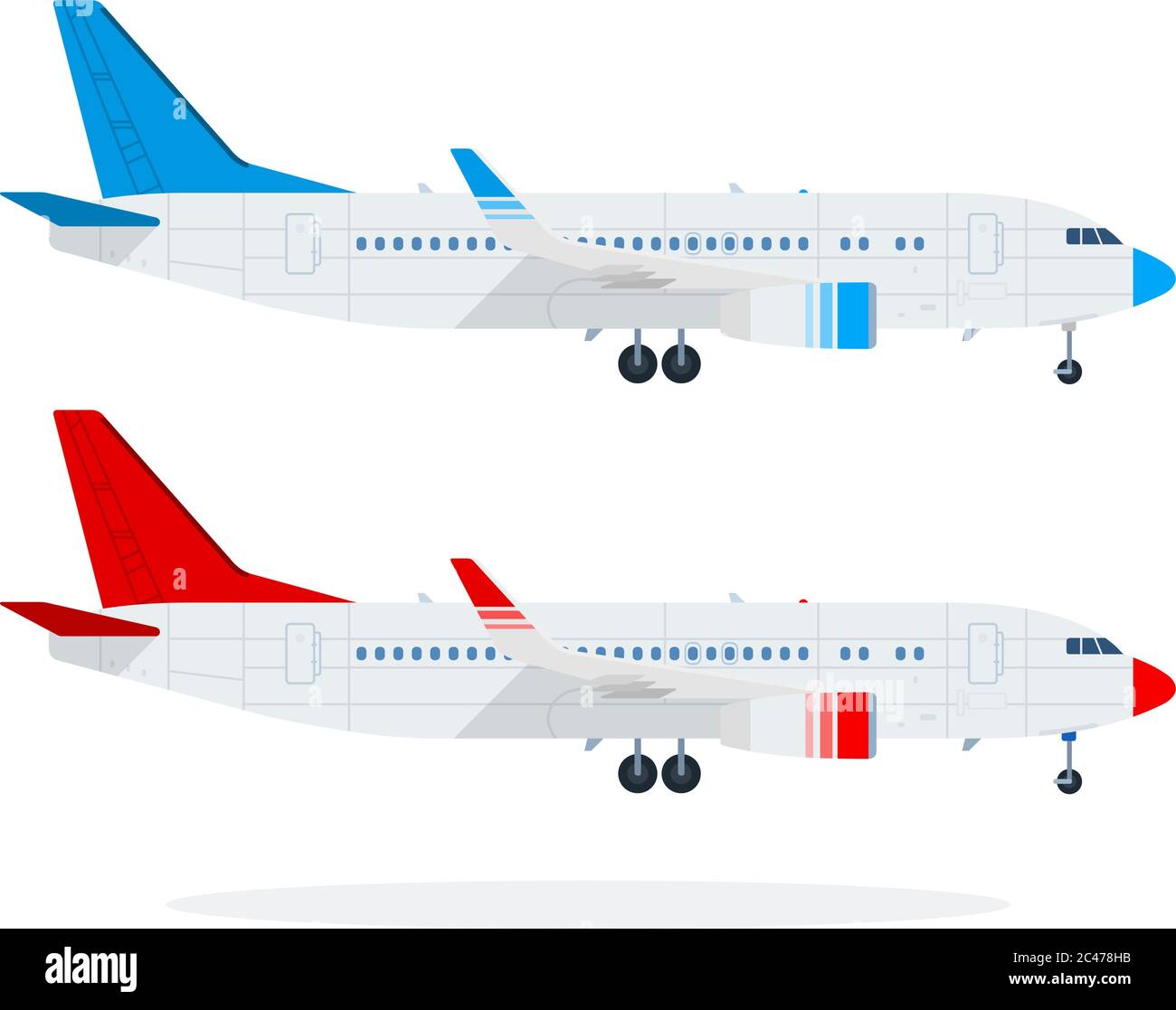 Passenger airliners vector flat material design isolated object on ...