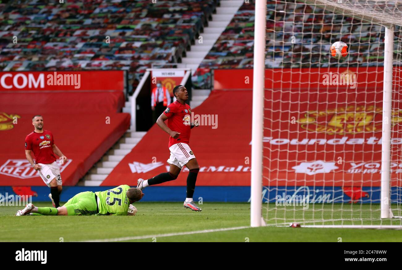 Manchester United's Anthony Martial scores his side's third goal of the ...