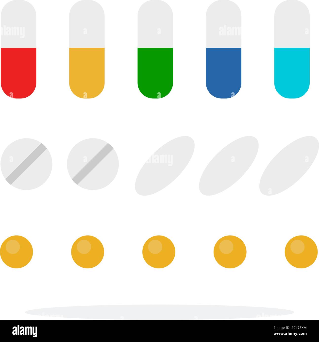 Pills vector flat material design isolated object on white background ...