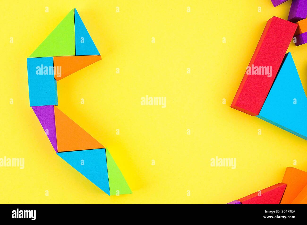 Kids designer of multi-colored volumetric 3d geometric shapes on a ...
