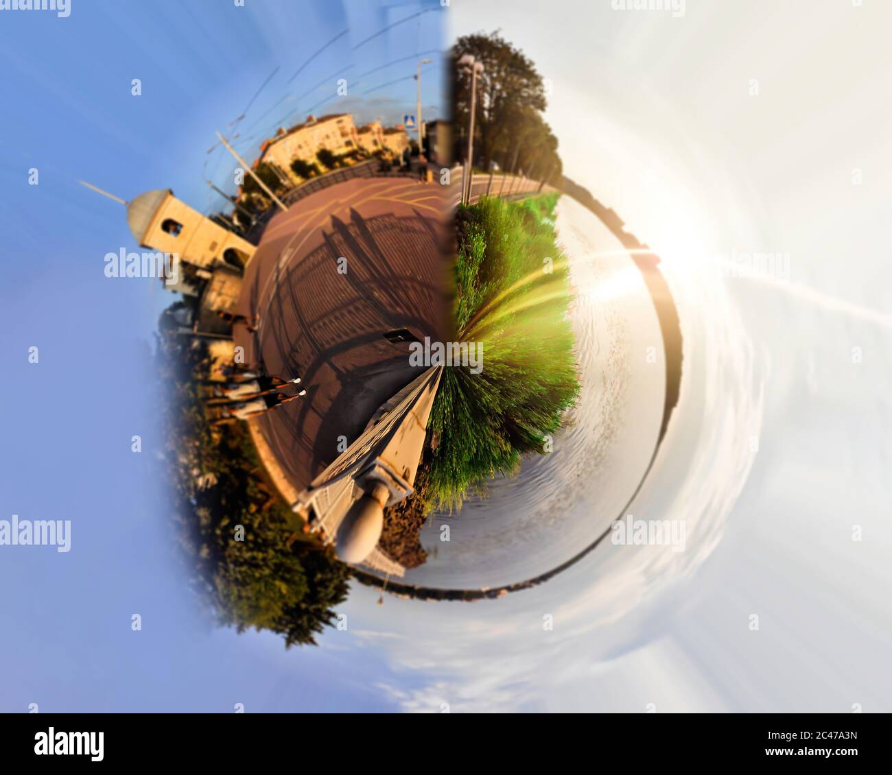 Circular panorama of sky and park Stock Photo - Alamy