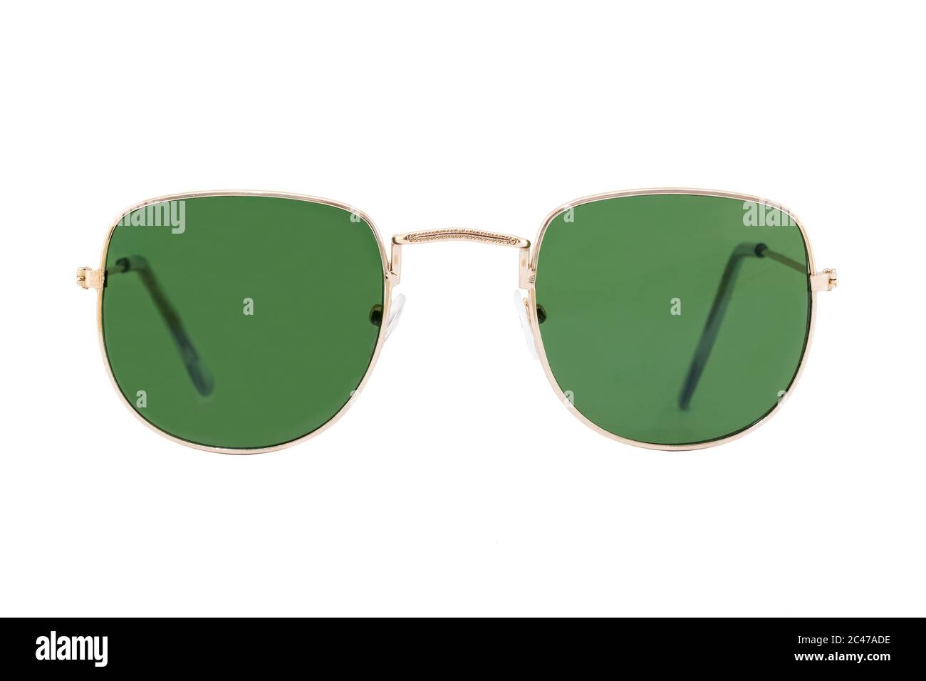 Green rectangular sunglasses with round bottom clear lenses and thin ...