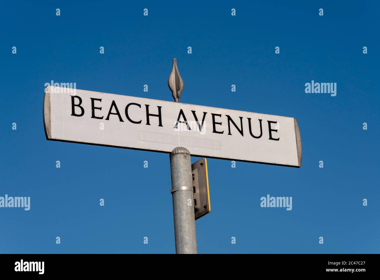 Beach Avenue street sign, signpost, in Chalkwell, Southend on Sea ...