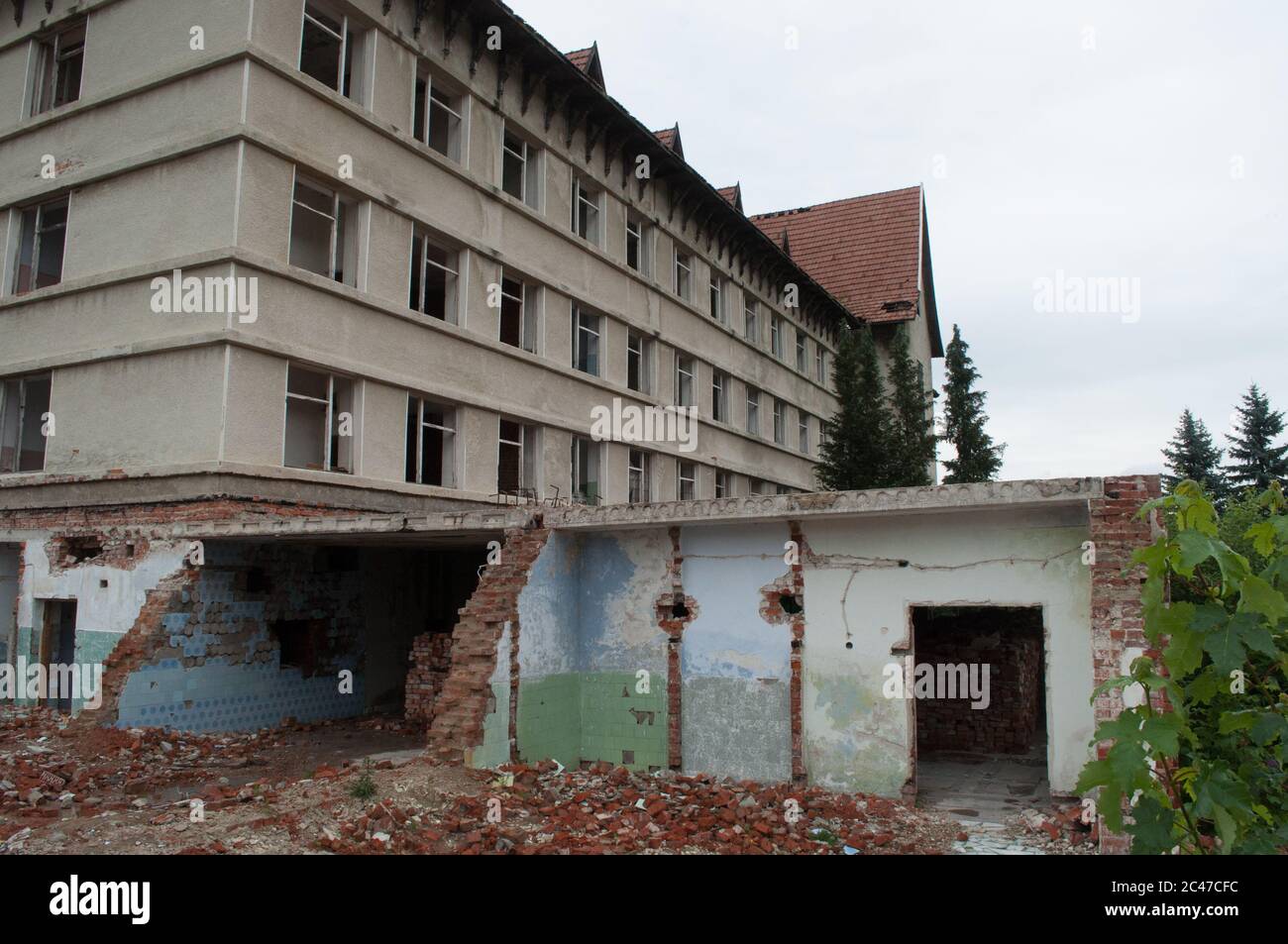 Old ruined abandoned office building Stock Photo - Alamy