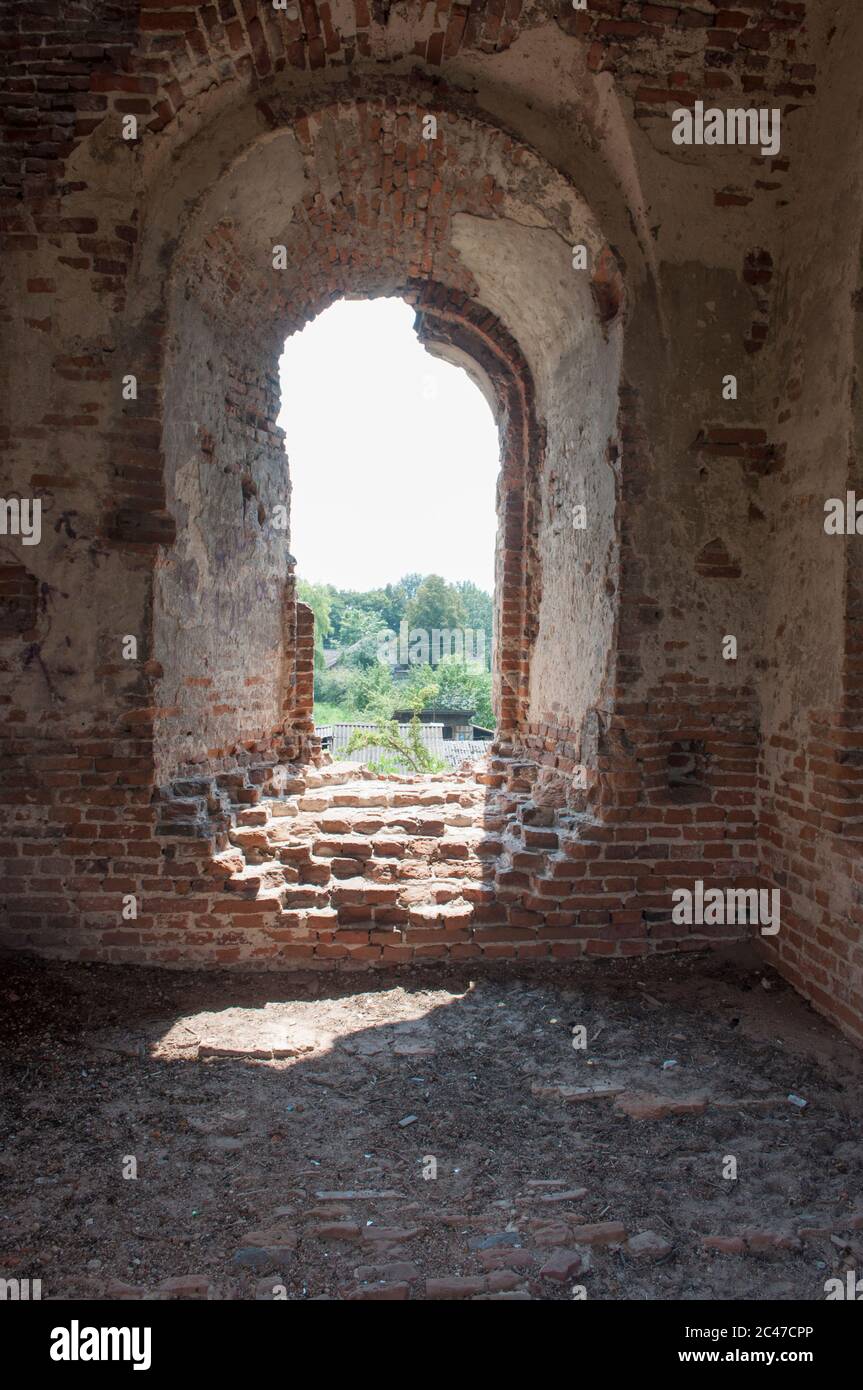Ruined window in the ancient abandoned church Stock Photo - Alamy