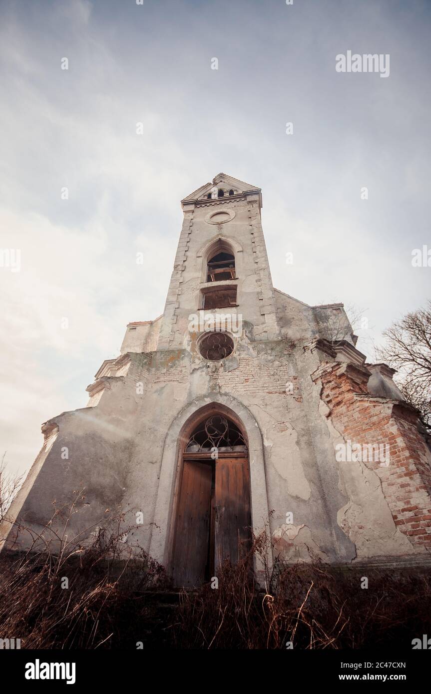 Outdoor view of an old abandoned church Stock Photo - Alamy