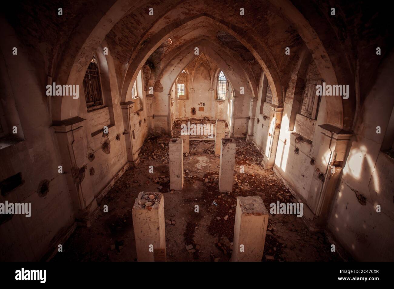 Old abandoned church inside view Stock Photo - Alamy