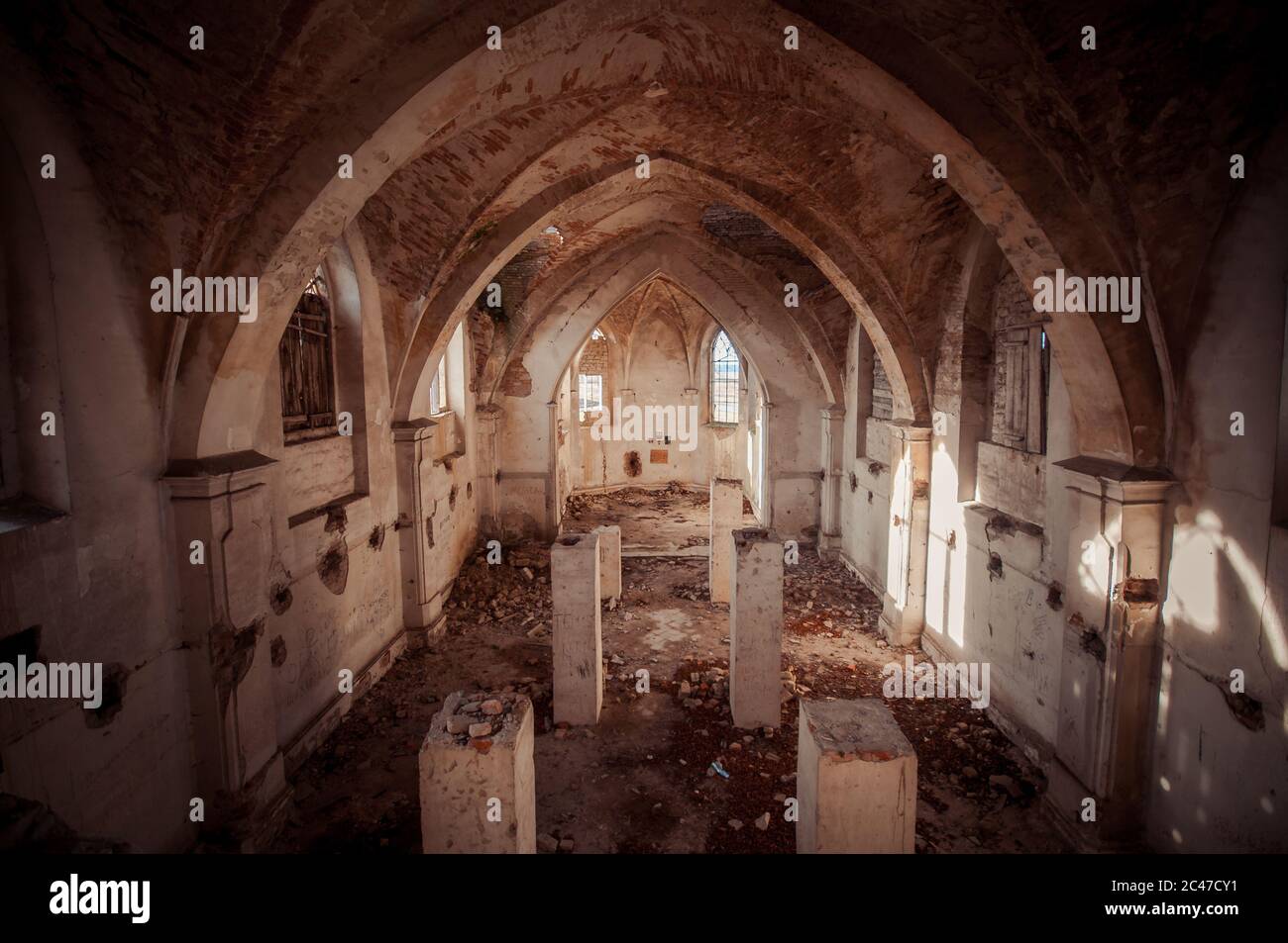 Old abandoned church inside view Stock Photo - Alamy