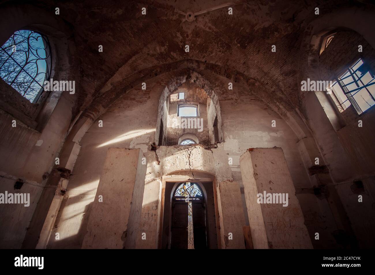 Old abandoned church inside view Stock Photo - Alamy