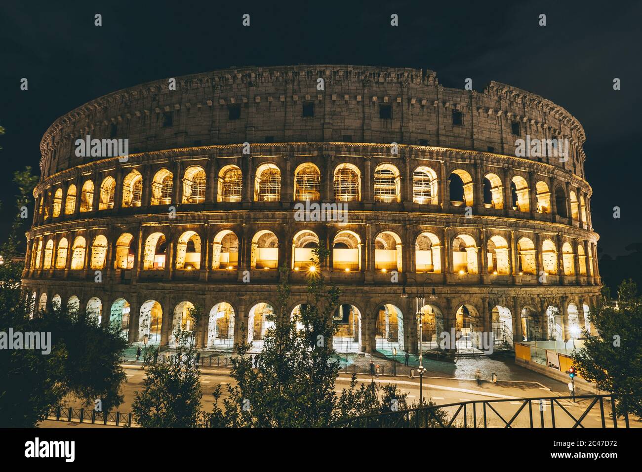 Roman amphitheater in Italy, Rome during nighttime Stock Photo - Alamy