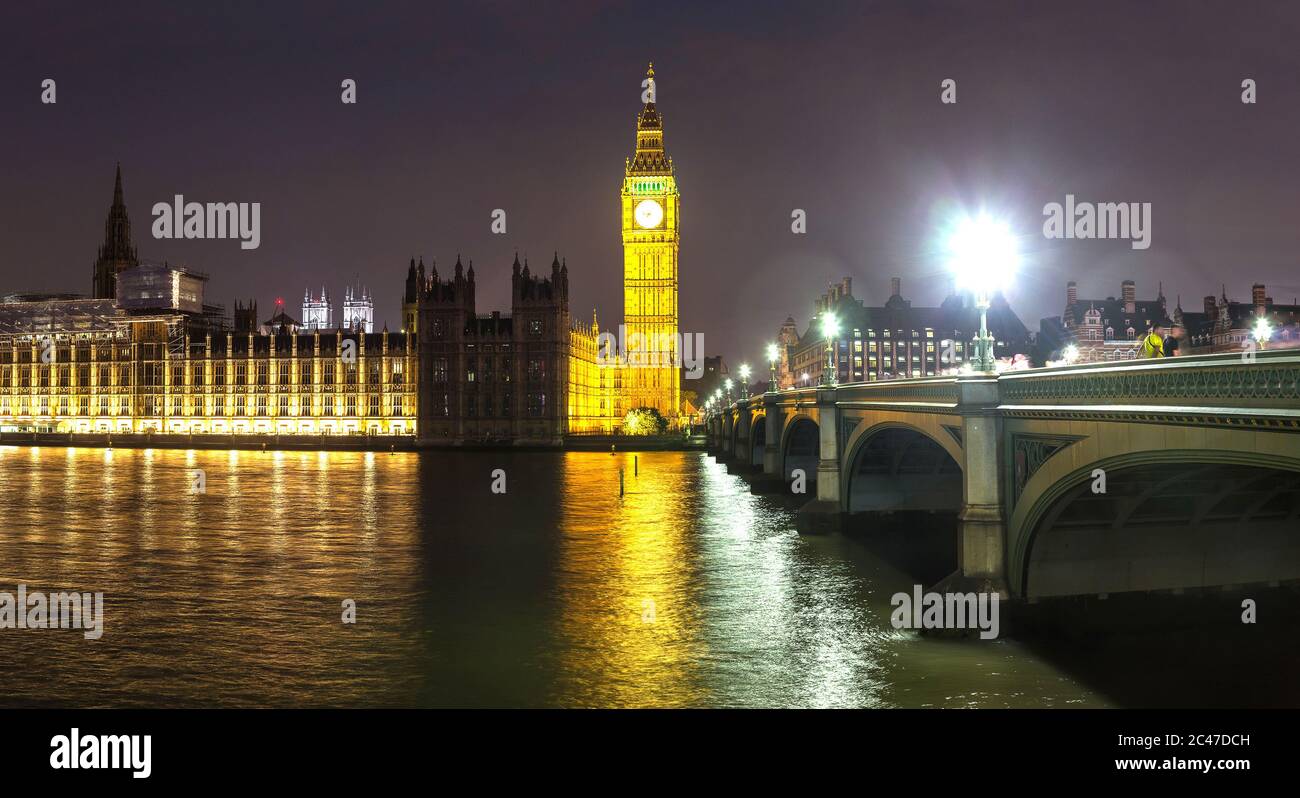 The Big Ben, the Houses of Parliament and Westminster bridge in London ...