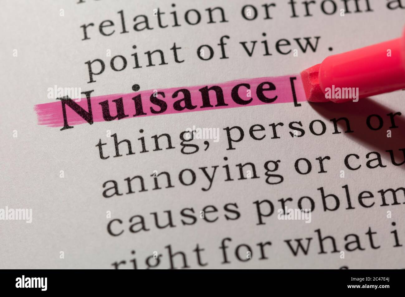 Fake Dictionary, Dictionary definition of word nuisance Stock Photo - Alamy