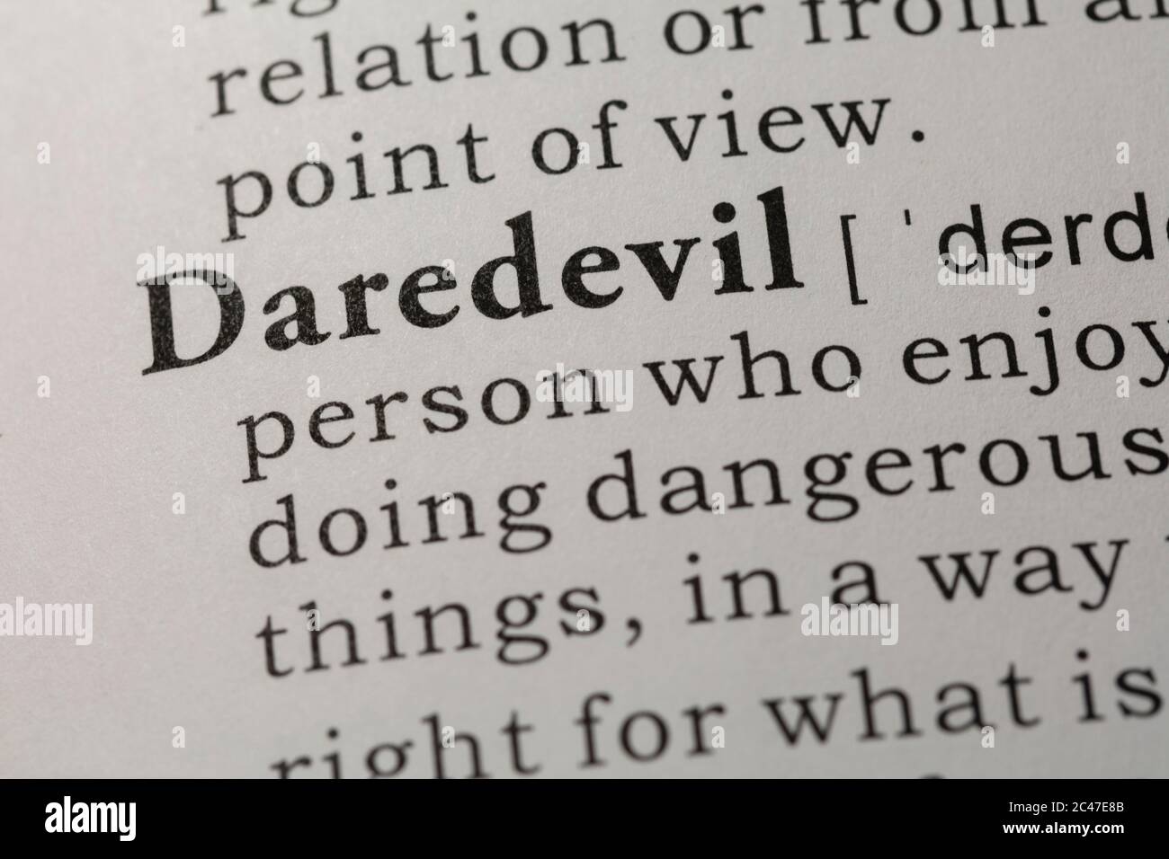 Fake Dictionary, Dictionary definition of word daredevil Stock Photo ...