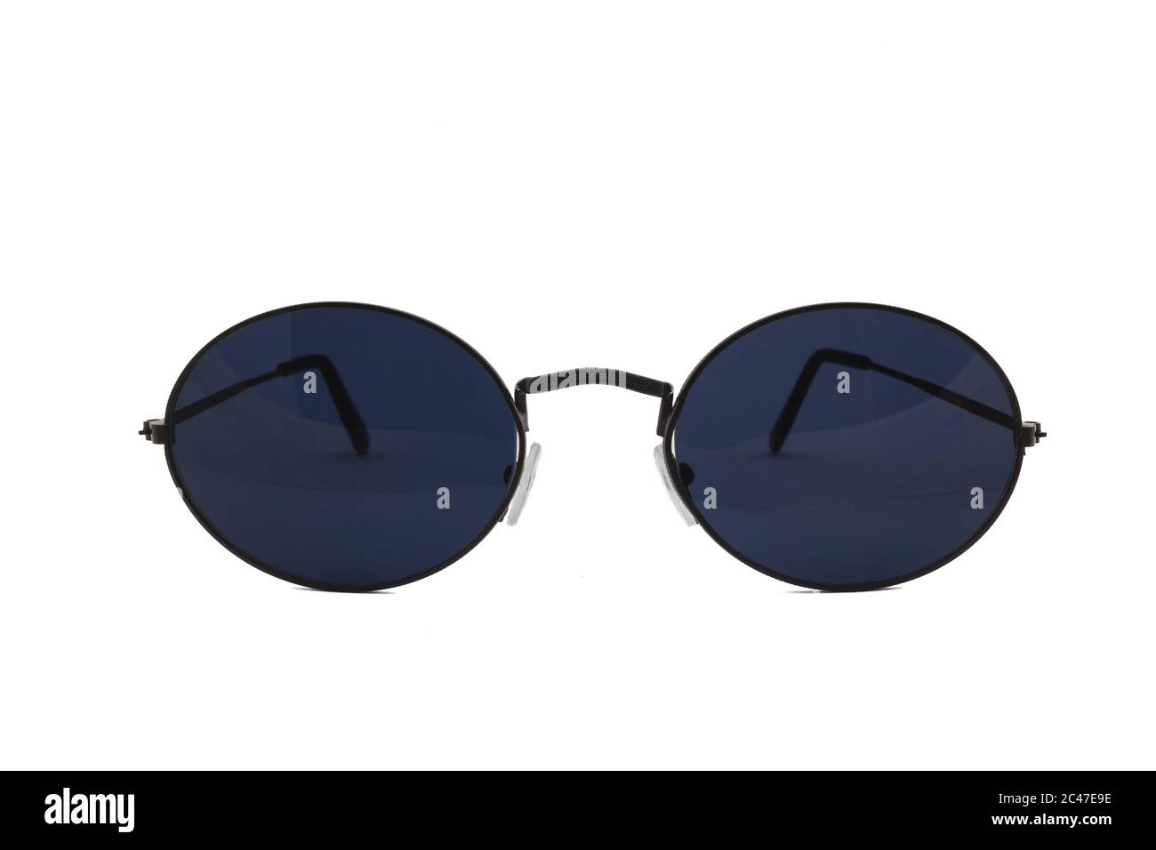 Sunglasses With Oval Shaped Black Wrap Around Frames And Black Lenses
