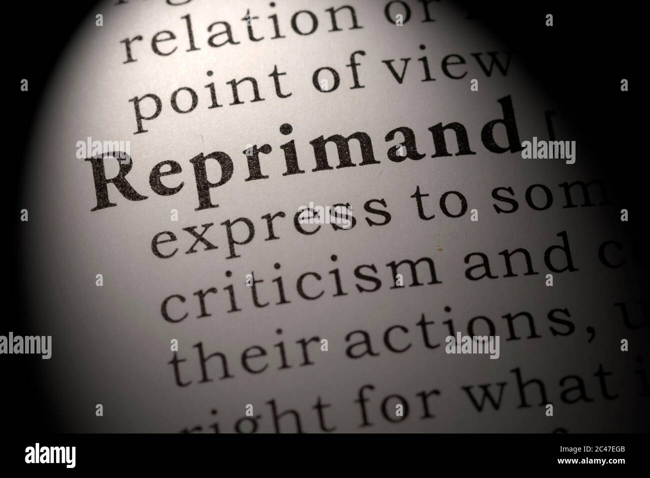 Fake Dictionary, Dictionary definition of word reprimand Stock Photo ...