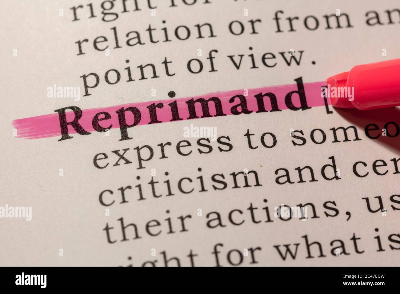 Fake Dictionary, Dictionary definition of word reprimand Stock Photo ...