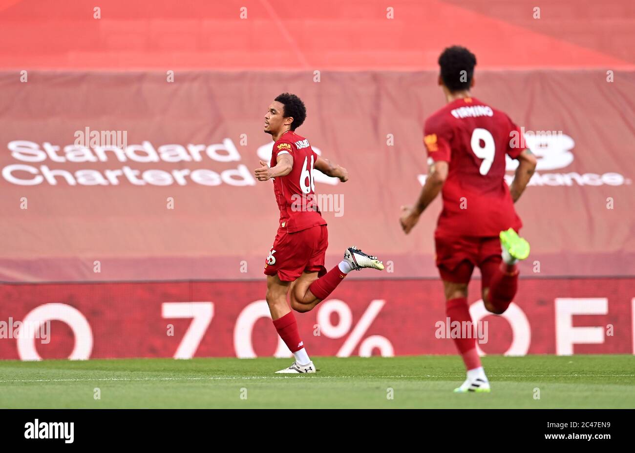 Liverpools trent alexander arnold celebrates scoring hi-res stock ...