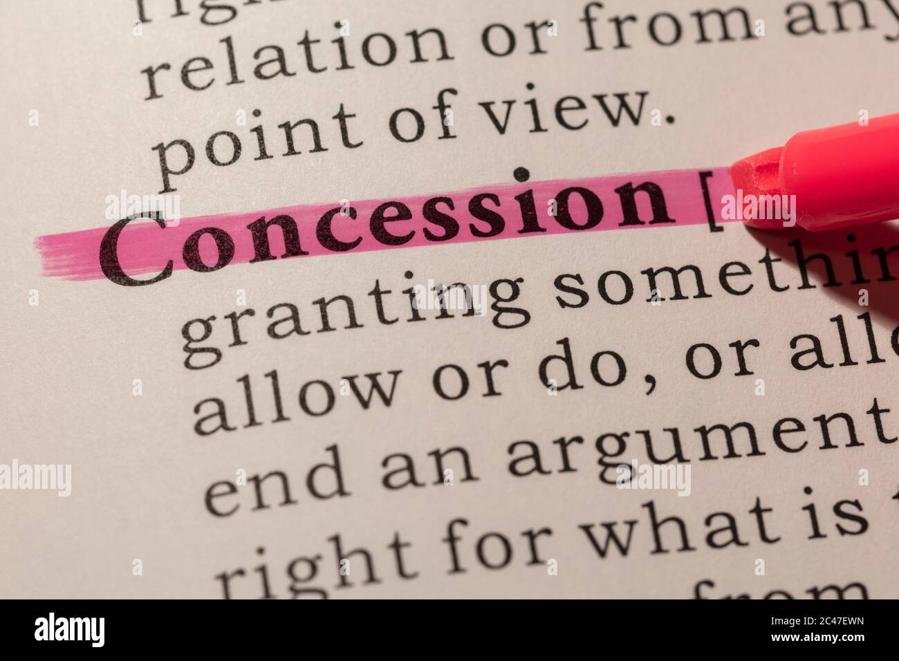Fake Dictionary, Dictionary definition of word concession Stock Photo ...