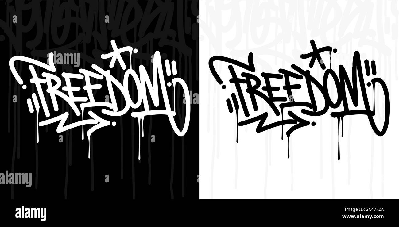 Word Freedom Abstract Hip Hop Hand Written Graffiti Style Vector ...