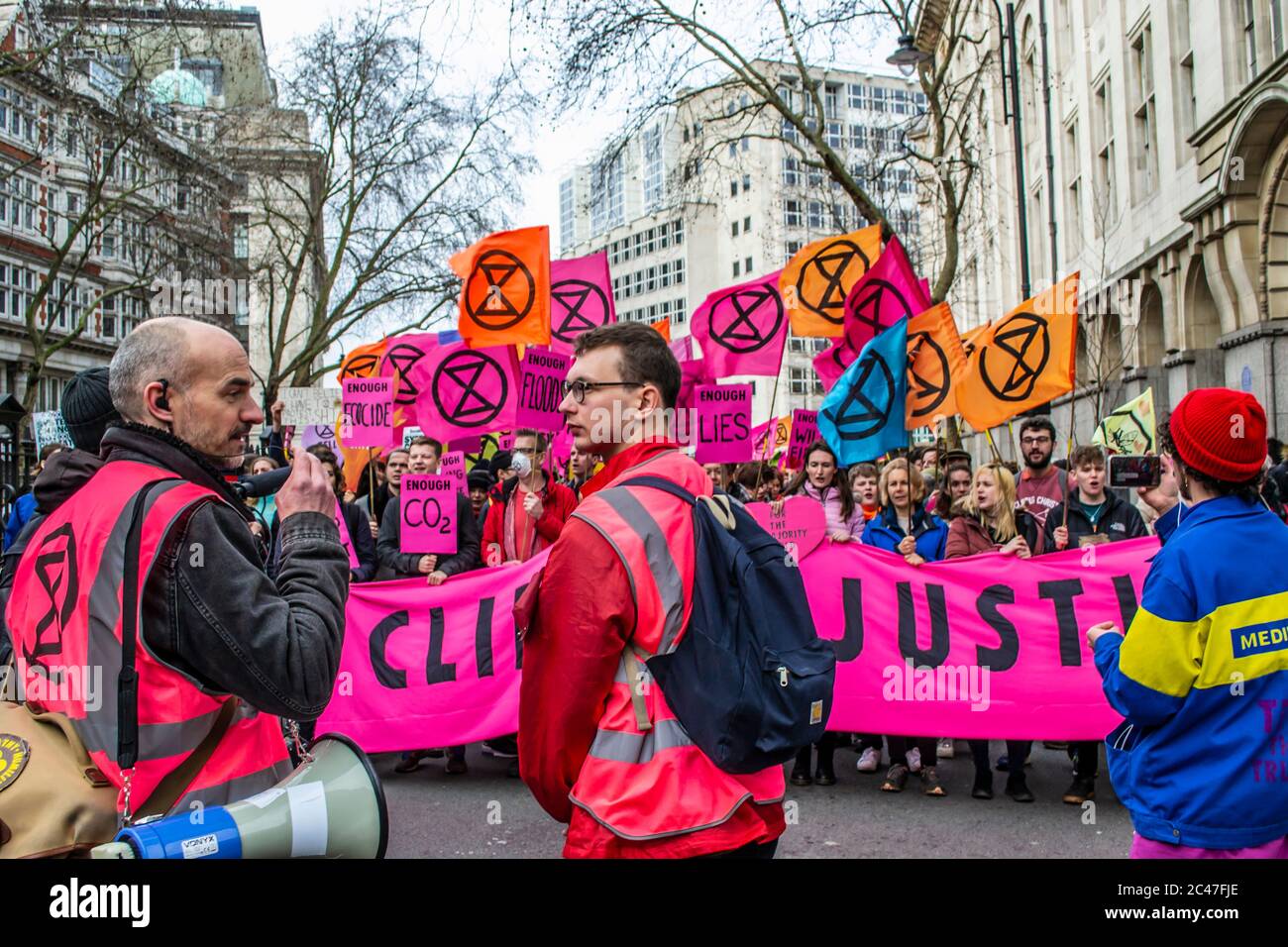 LONDON/ENGLAND – FEBRUARY 22 2020: Extinction Rebellion protesters ...