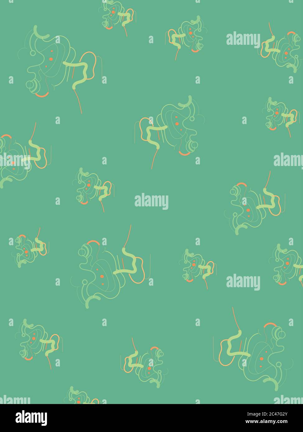 Abstract green linear background in light green and orange colors Stock ...