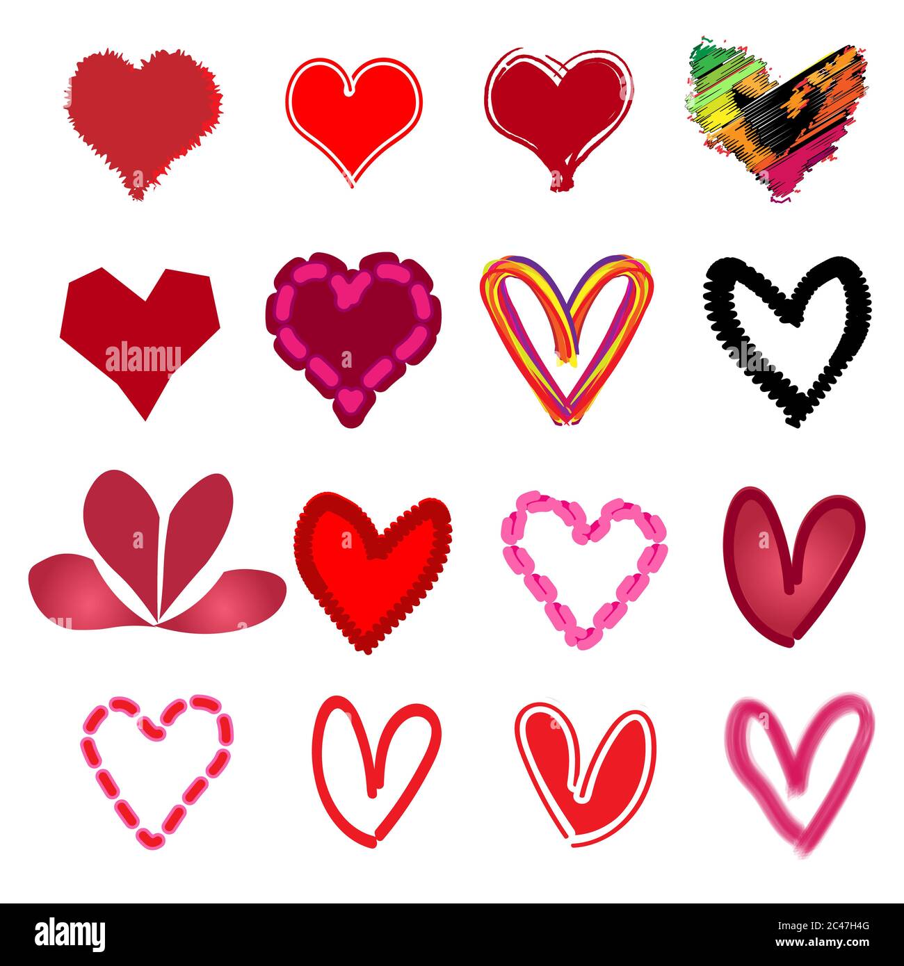 icons of hearts set, figures of hearts in different design Stock Photo ...