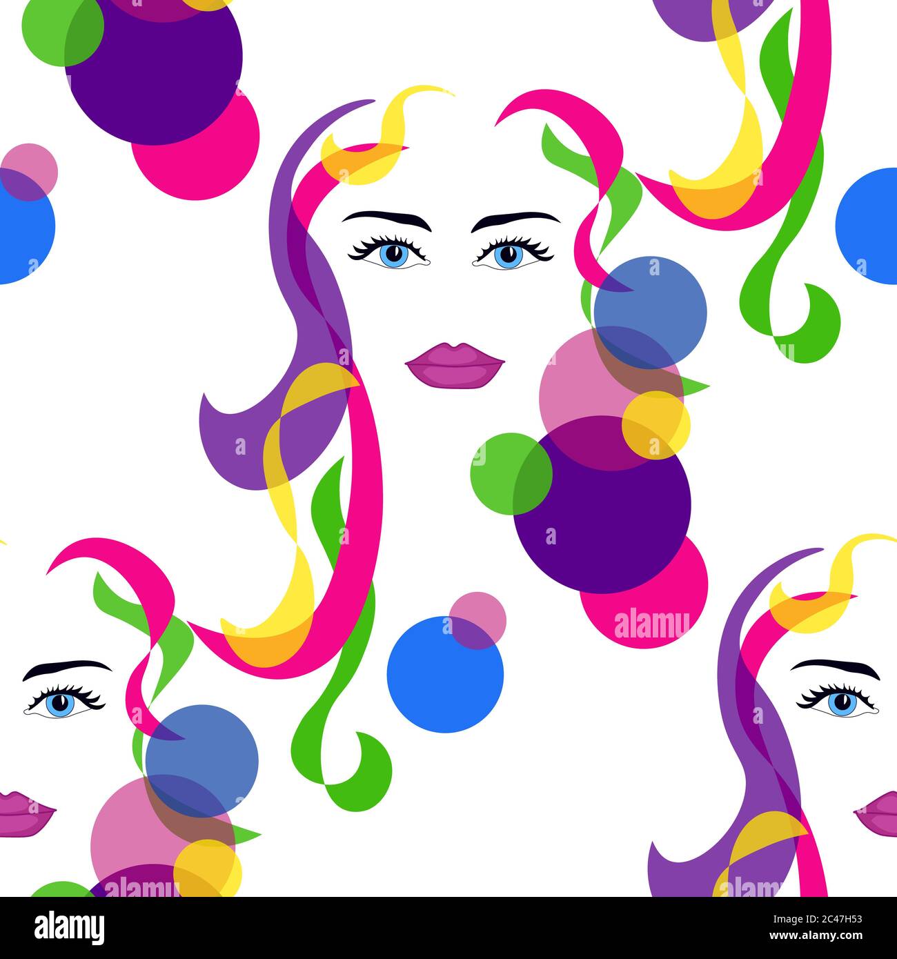 Girl s face is a bright seamless pattern Stock Photo - Alamy
