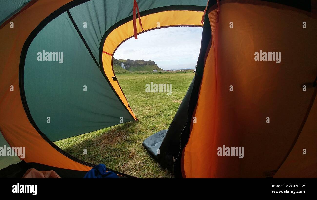 Campsite view from tent hi-res stock photography and images - Alamy