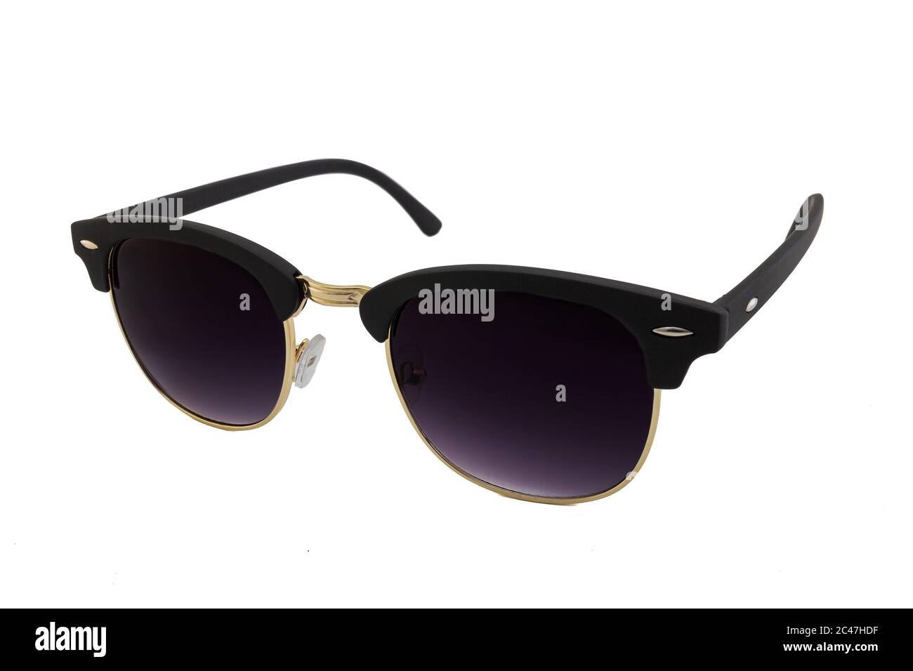 Black thick frames flat top clubmaster sunglasses with round bottom ...