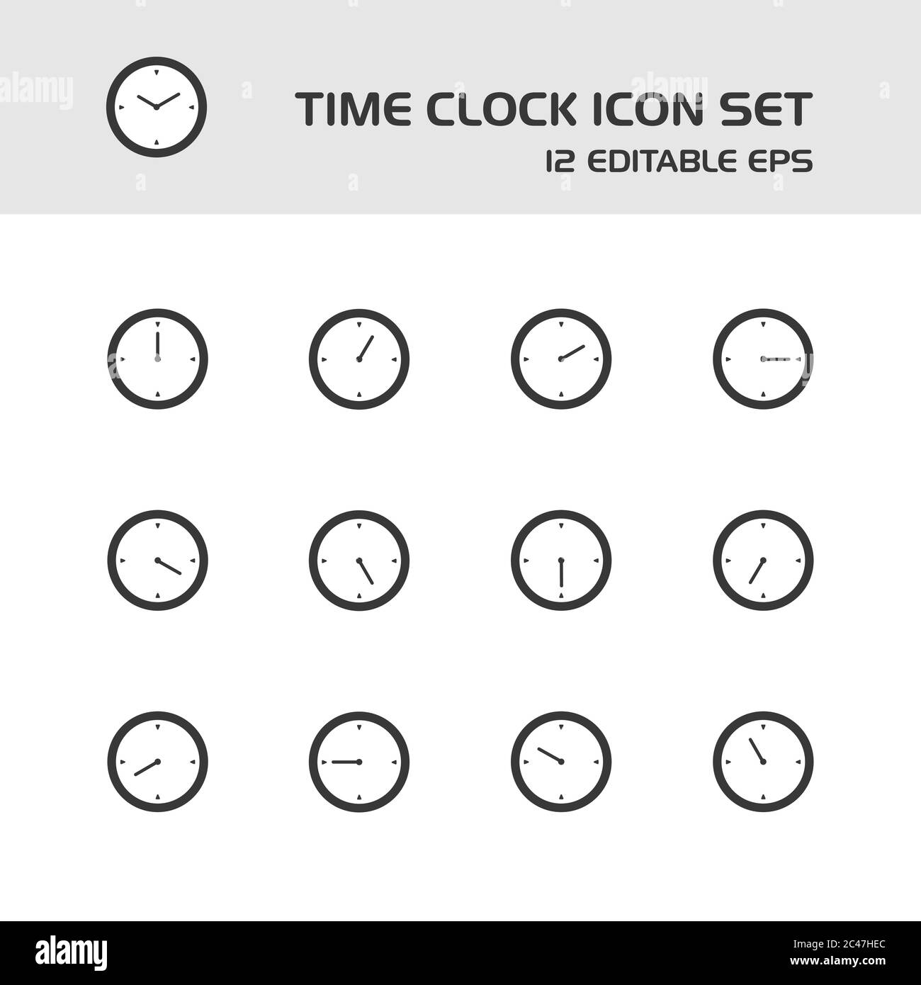 Time clock icon set. Isolated vector illustration Stock Vector Image ...